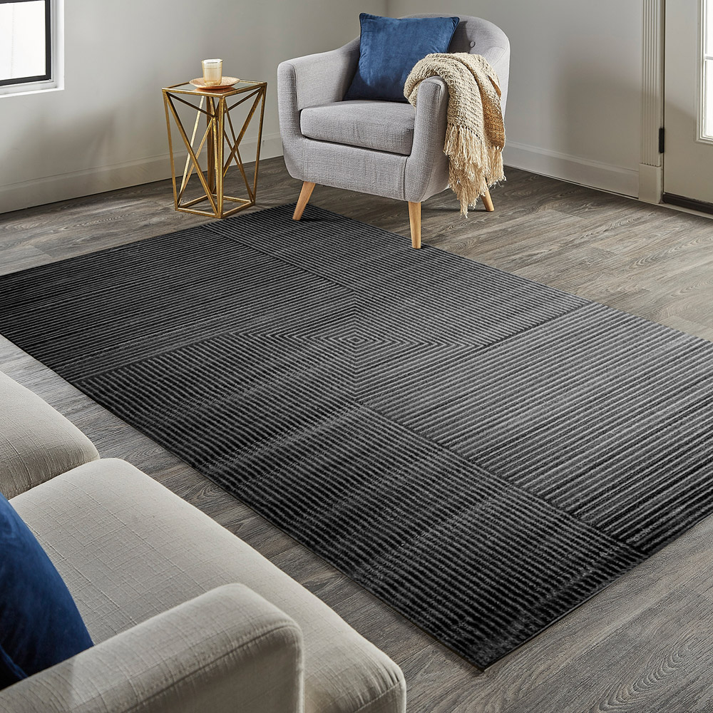 Origins Charcoal Pyramid Rug 80 x 150cm | Wilko