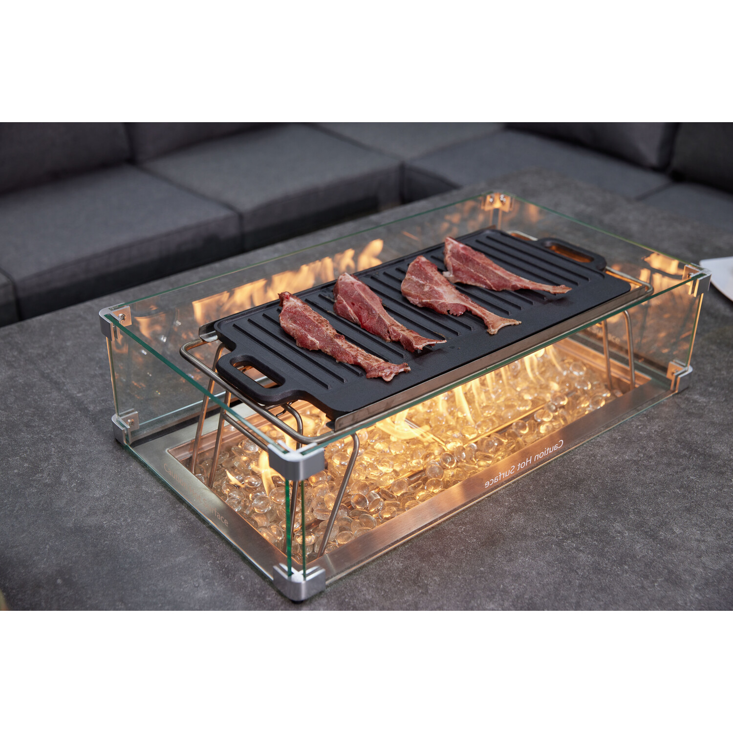 Malay Deluxe New Hampshire 6 Seater Grey Wicker Fire Pit Garden Lounge Set | Wilko