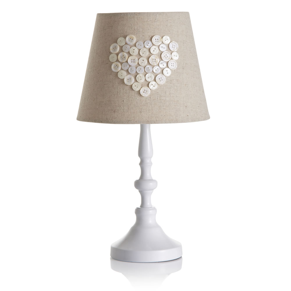 Wilko White Pearl Heart Lamp | Wilko