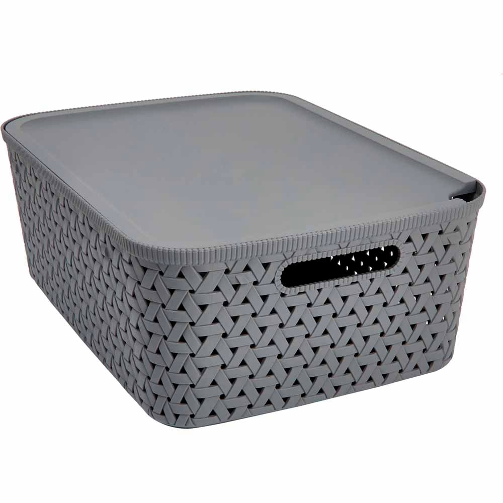 Wilko 15L Grey Storage Box with Lid | Wilko