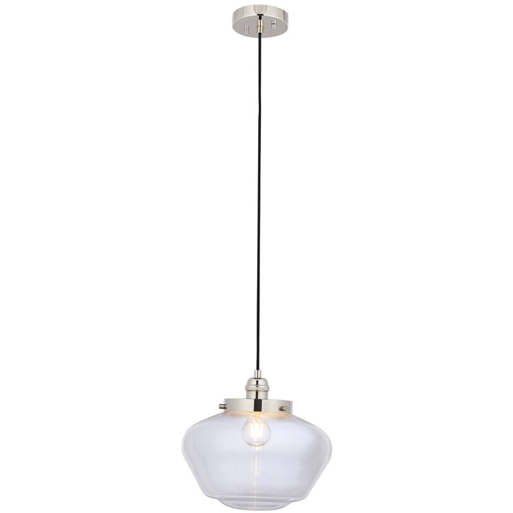 Merano Finale Bright Nickel Plate Clear Glass Pendant Ceiling Light | Wilko