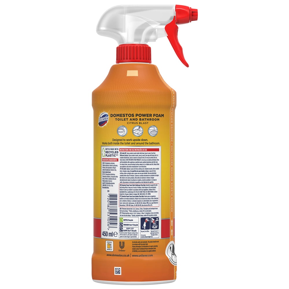 Domestos Power Foam Citrus Blast Toilet and Bathroom Cleaner Case of 6 ...