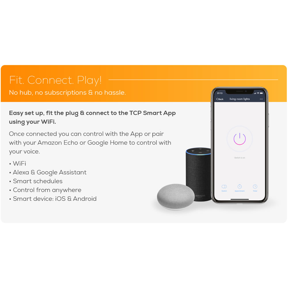 TCP Smart Plug White Twin Pack | Wilko