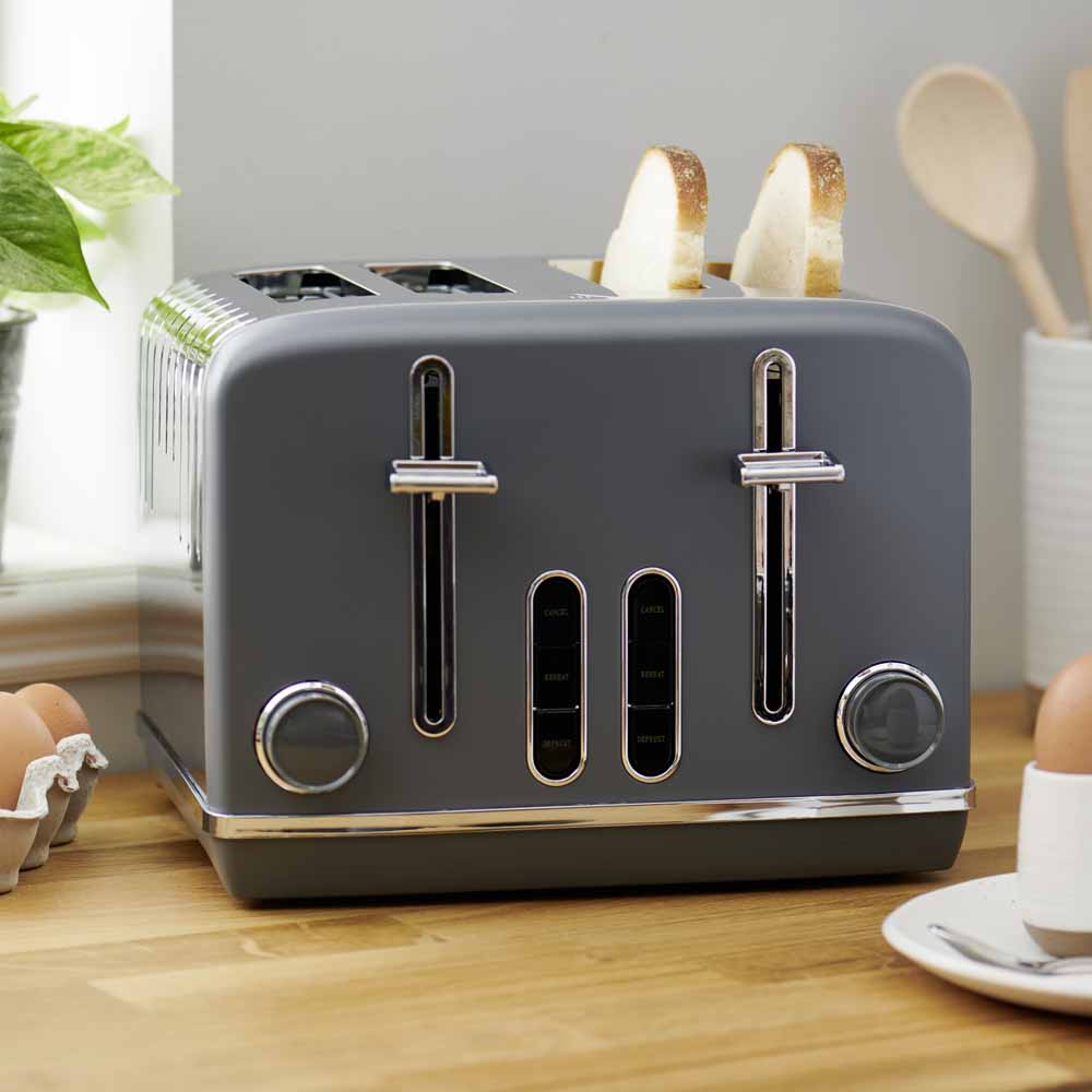 Wilko Grey and Steel 4 Slice Toaster | Wilko