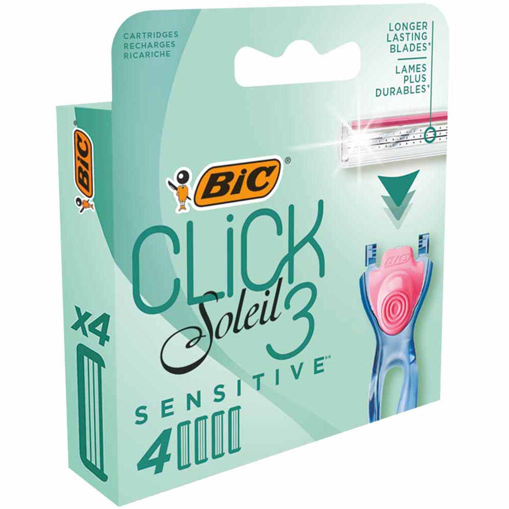 BIC Soleil Click Sensitive 3 Blade Razor 4 Pack | Wilko