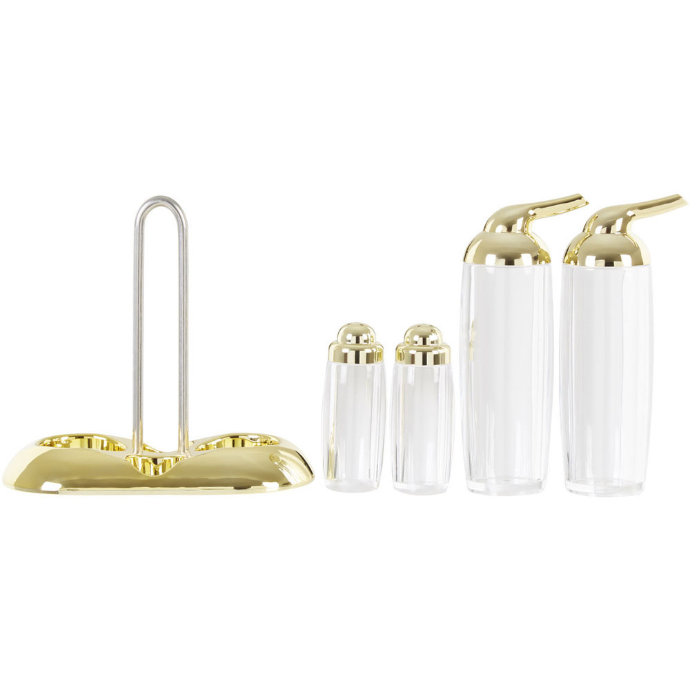 Premier Housewares Gozo Transparent and Gold Condiments Set 4 Pack | Wilko