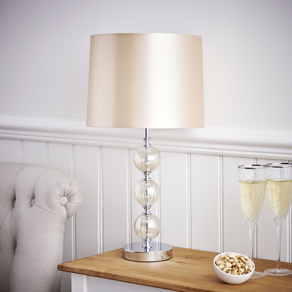 Wilko Champagne Gold Glass Table Lamp | Wilko