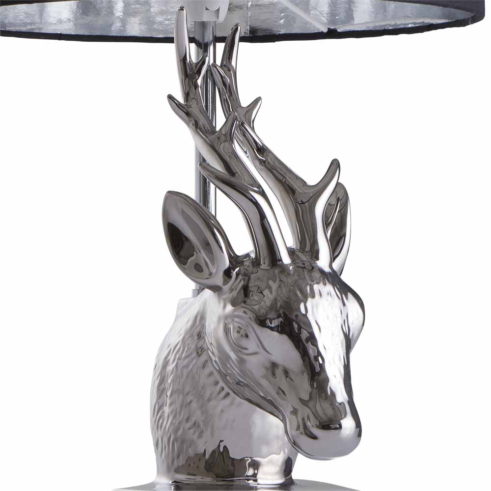 Wilko Silver and Black Stag Head Table Lamp | Wilko
