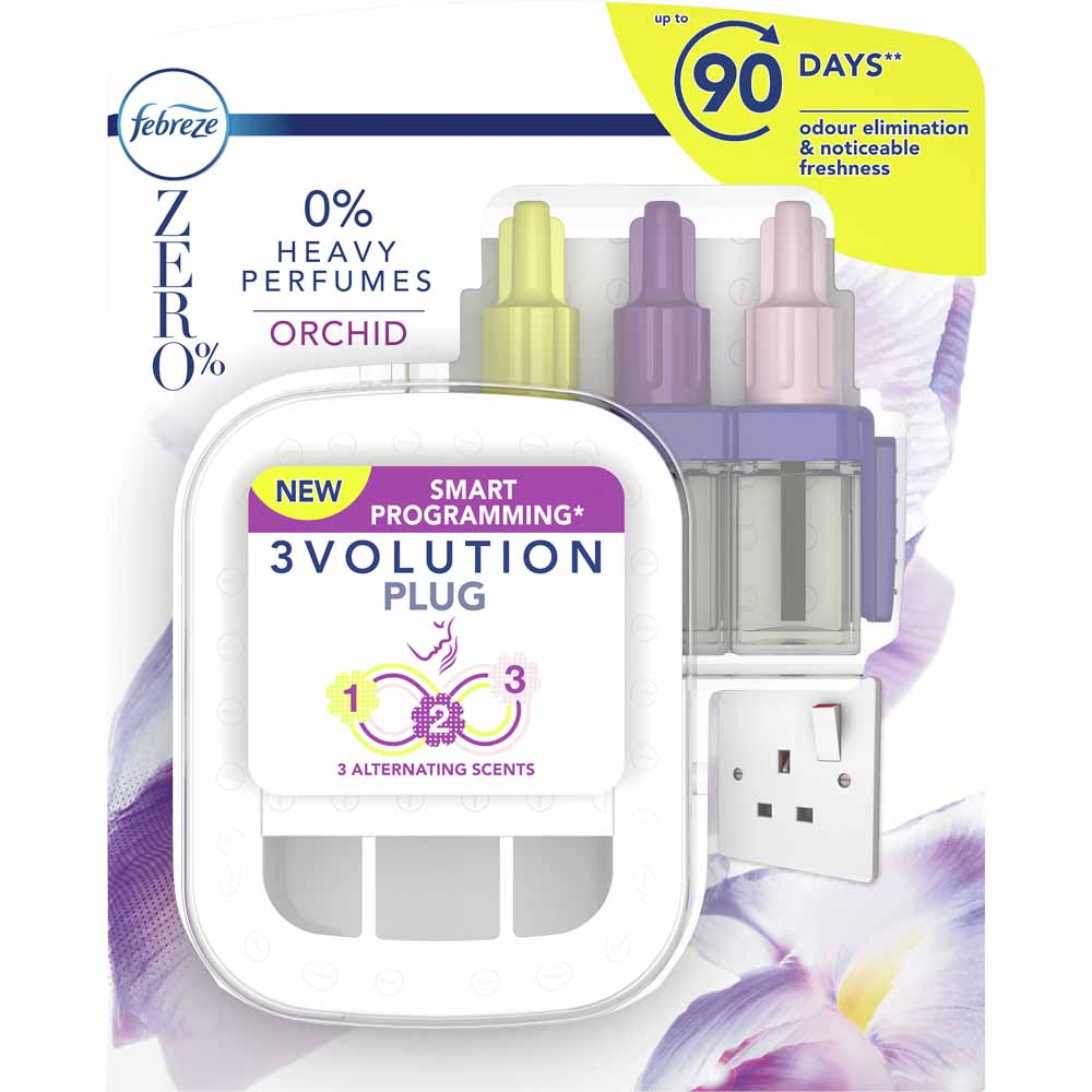 Febreze 3volution Plug in Starter Kit Orchid ZERO 3 x 20ml | Wilko
