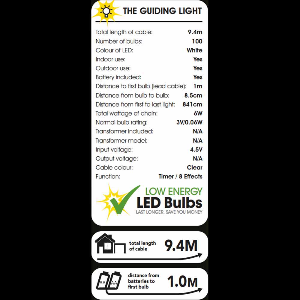Wilko 100 Battery Operated Timer Lights with Clear Cable | Wilko