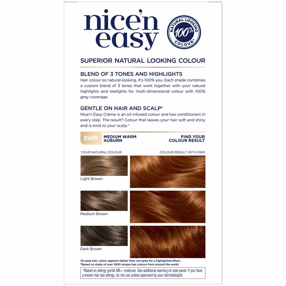 Clairol Nice'n Easy Medium Warm Auburn 5WR Permanent Hair Dye | Wilko