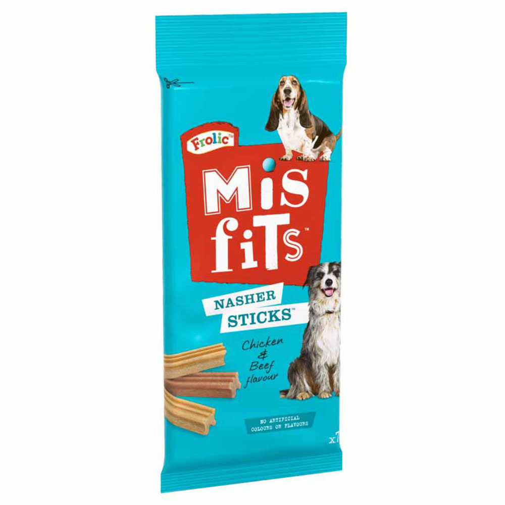 Misfits 7 Pack Nasher Sticks with Chicken and Beef Dog Treats 175g | Wilko