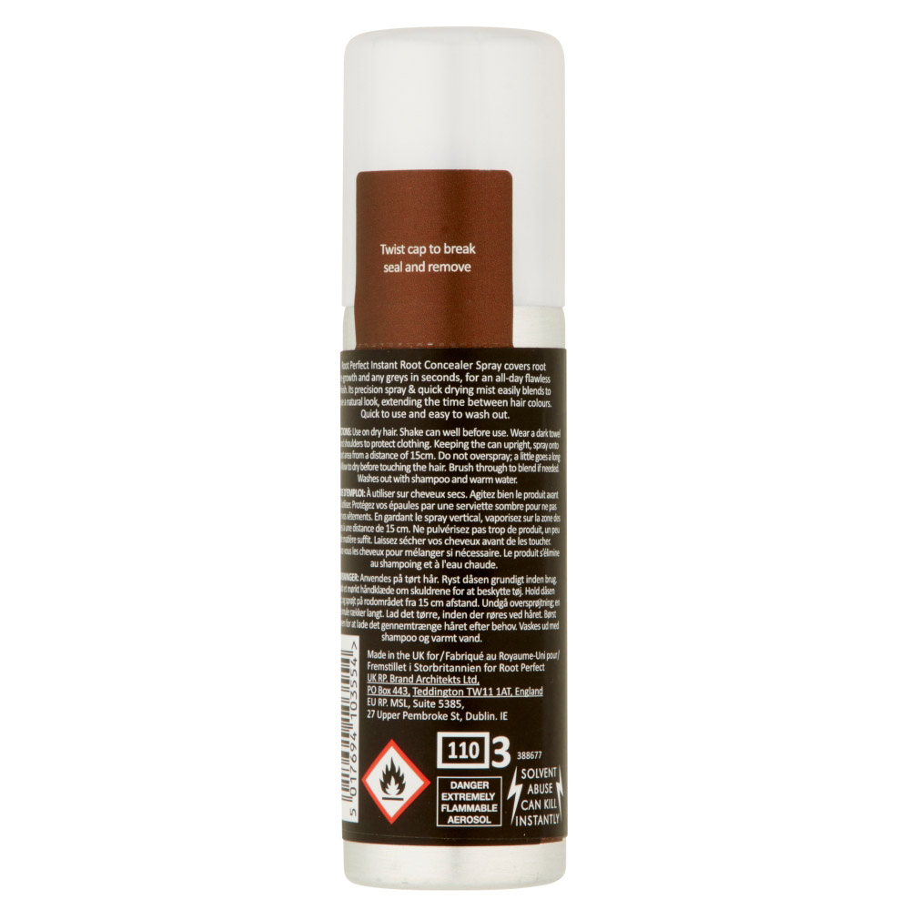 Root Perfect Dark Brown Regrowth Concealer Spray 75ml | Wilko