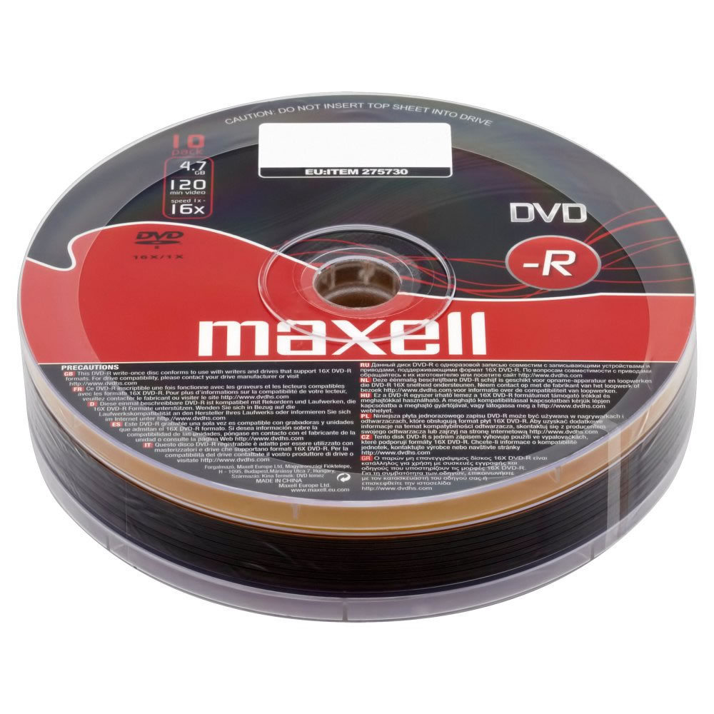Maxell DVD-R Blank Disc 10pk | Wilko