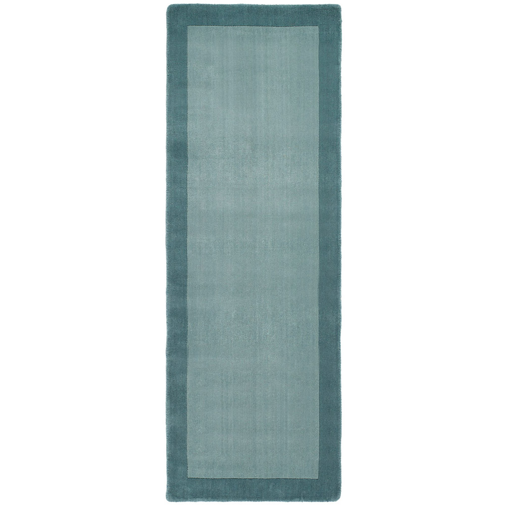 Origins Borders Duck Egg Wool Rug 67 x 200cm | Wilko