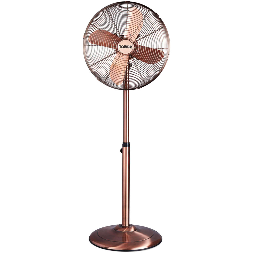 Tower 16 inch Copper Metal Pedestal Fan | Wilko
