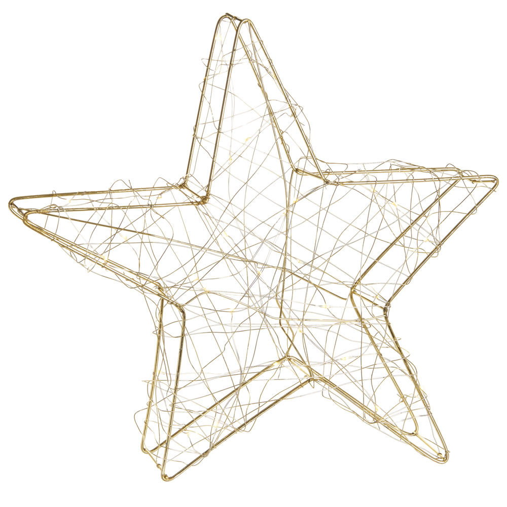 Wilko Midnight Magic Gold Star Wire Christmas Decoration with LED ...