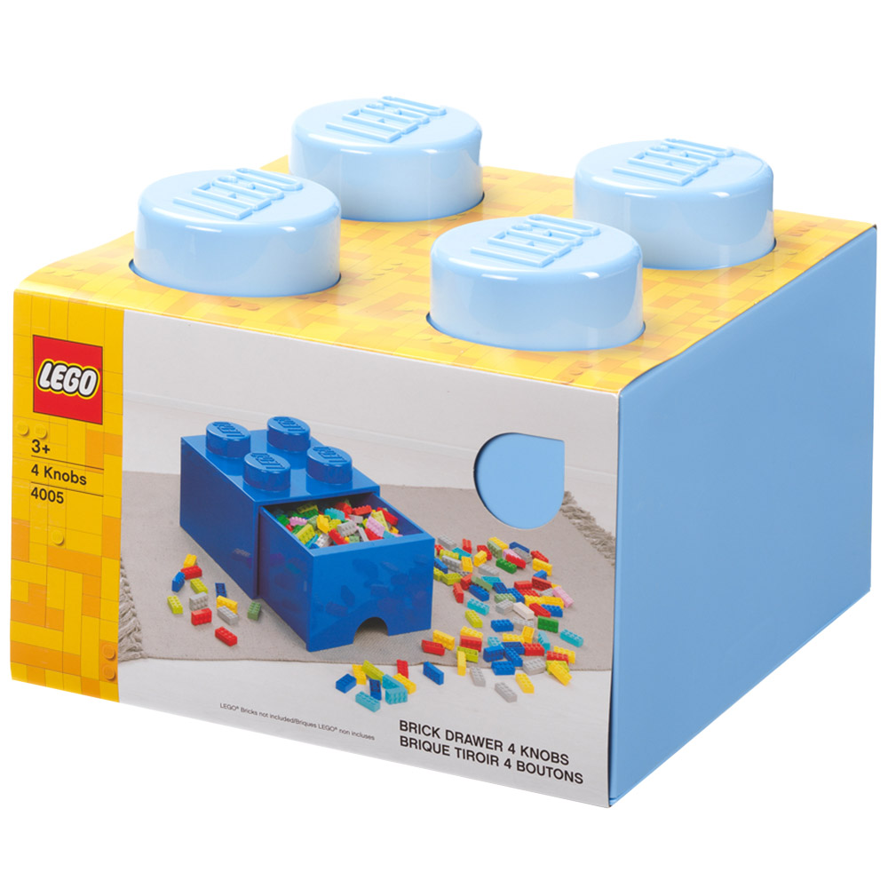 LEGO 4 Knob Light Blue Brick Drawer | Wilko