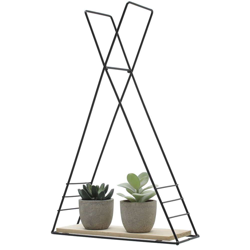 Living and Home Triangular Wall Shelf with Iron Frame | Wilko
