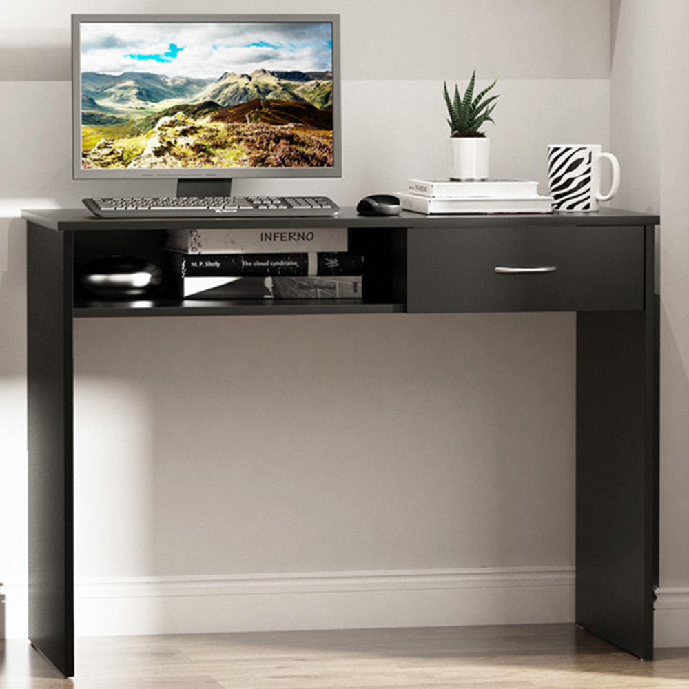 Portland Modern Computer Work Desk Table Black | Wilko