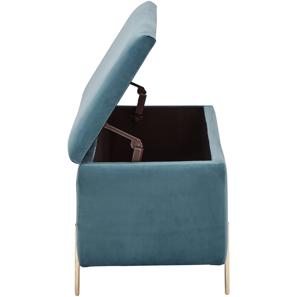 GFW Mystica Teal Velvet Ottoman Storage Bench | Wilko