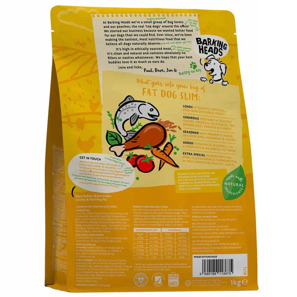 Barking Heads Fat Dog Slim 1kg | Wilko