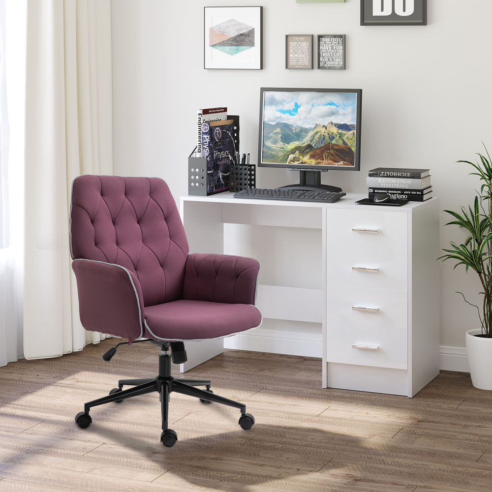 Portland Purple Tufted Office Desk Chair | Wilko