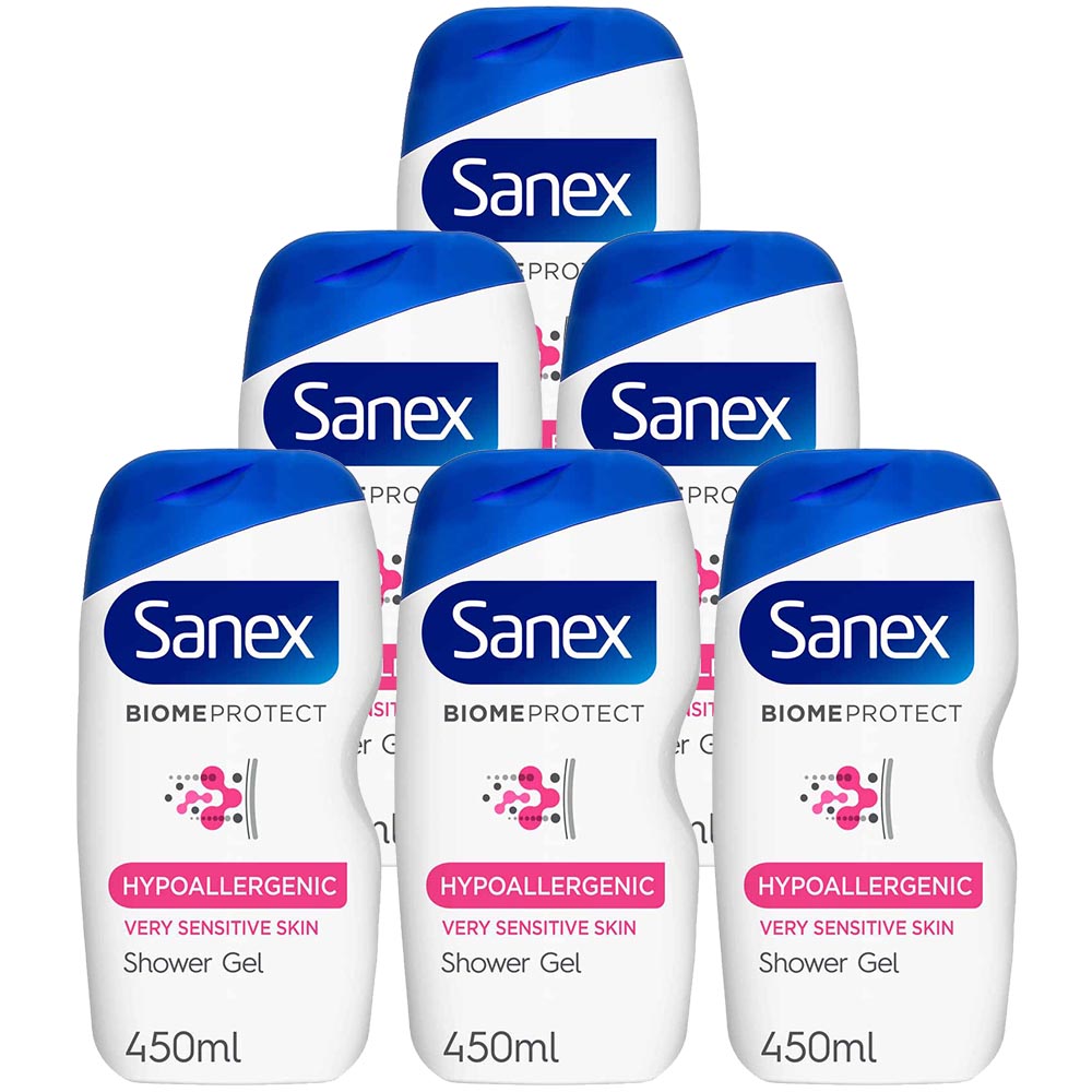 Sanex BiomeProtect Hypoallergenic Shower Gel Case of 6 x 450ml | Wilko