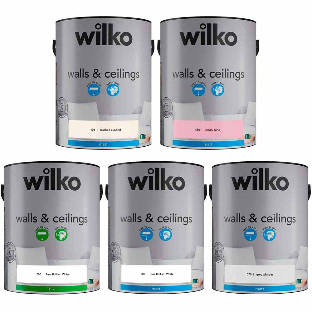 Wilko Three Room Three Colour Crushed Almond Candy Cane Grey Whisper ...