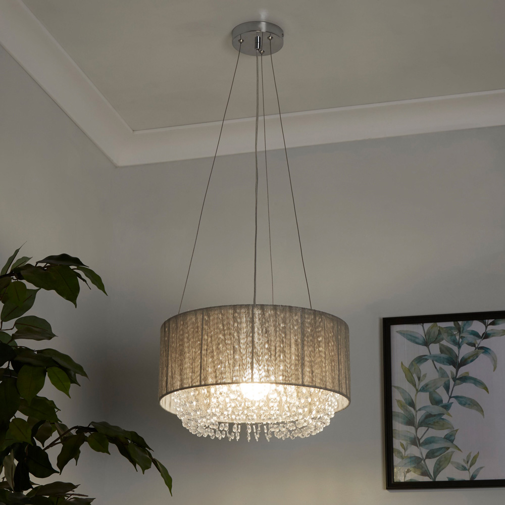 Lighting Collection Contessa Grey Ceiling Pendant Light | Wilko