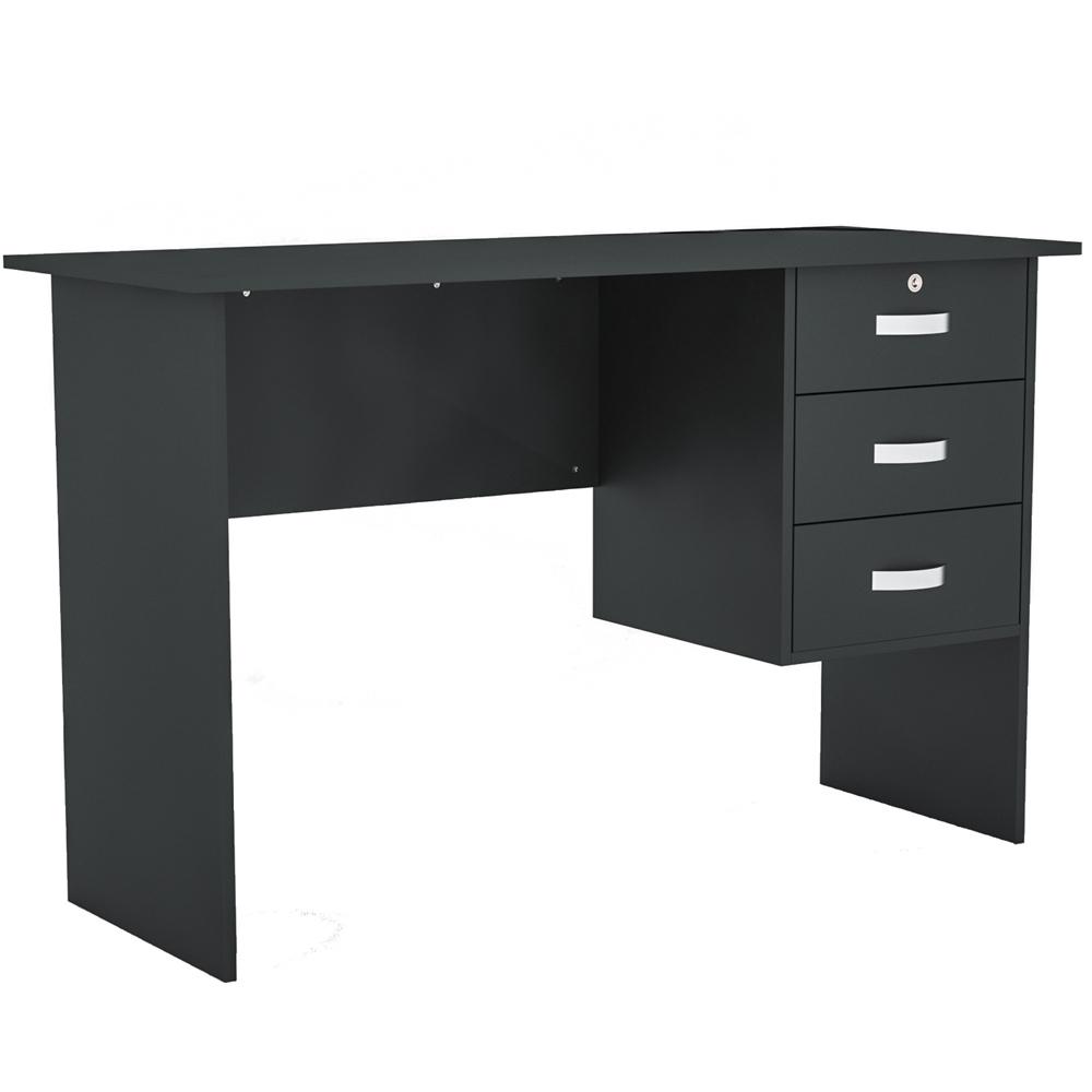 Vida Designs Charles 3 Drawer Black Computer Desk | Wilko