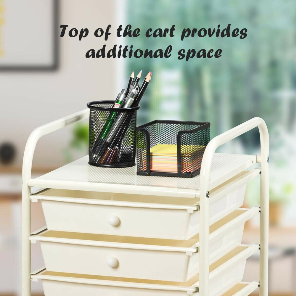 Costway 10 Drawer Yellow Mobile Storage Trolley | Wilko