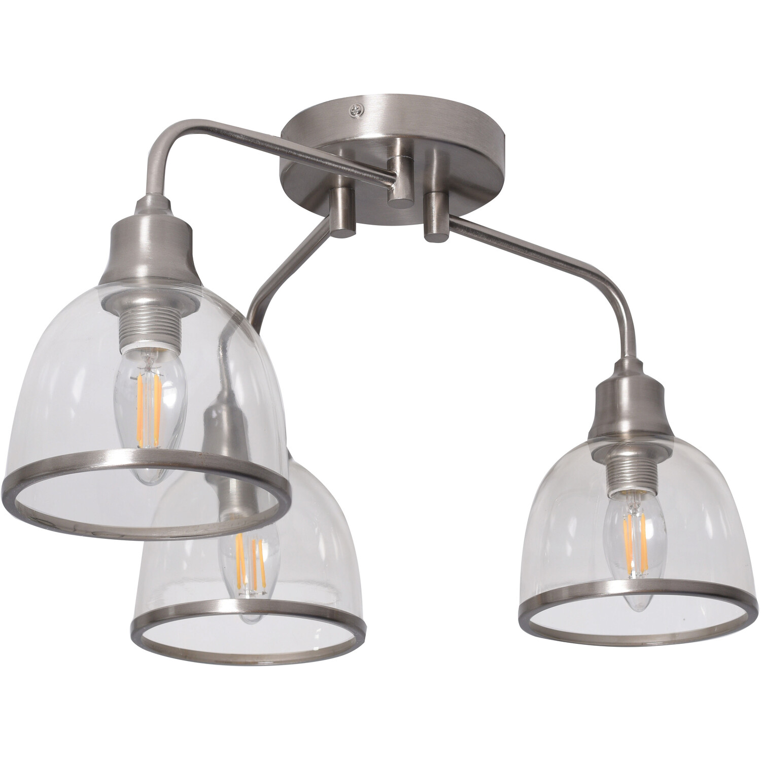 Cora 3 Light Ceiling Fitting - Nickel | Wilko
