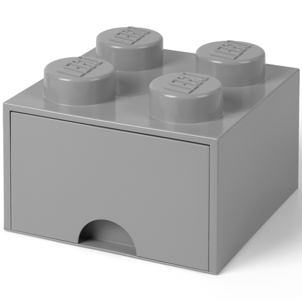LEGO 4 Knob Stone Grey Brick Drawer | Wilko