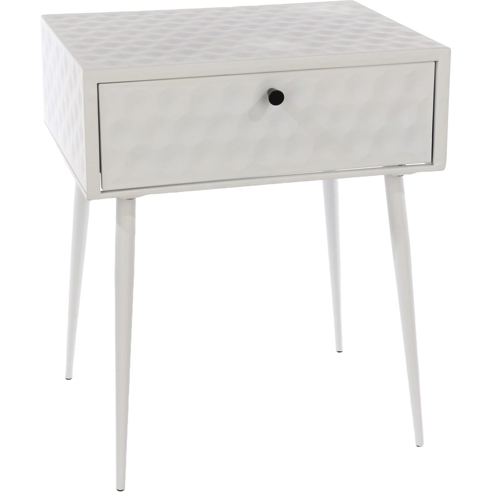 Core Products Saturn Single Drawer White and Gold Metal Bedside Cabinet ...