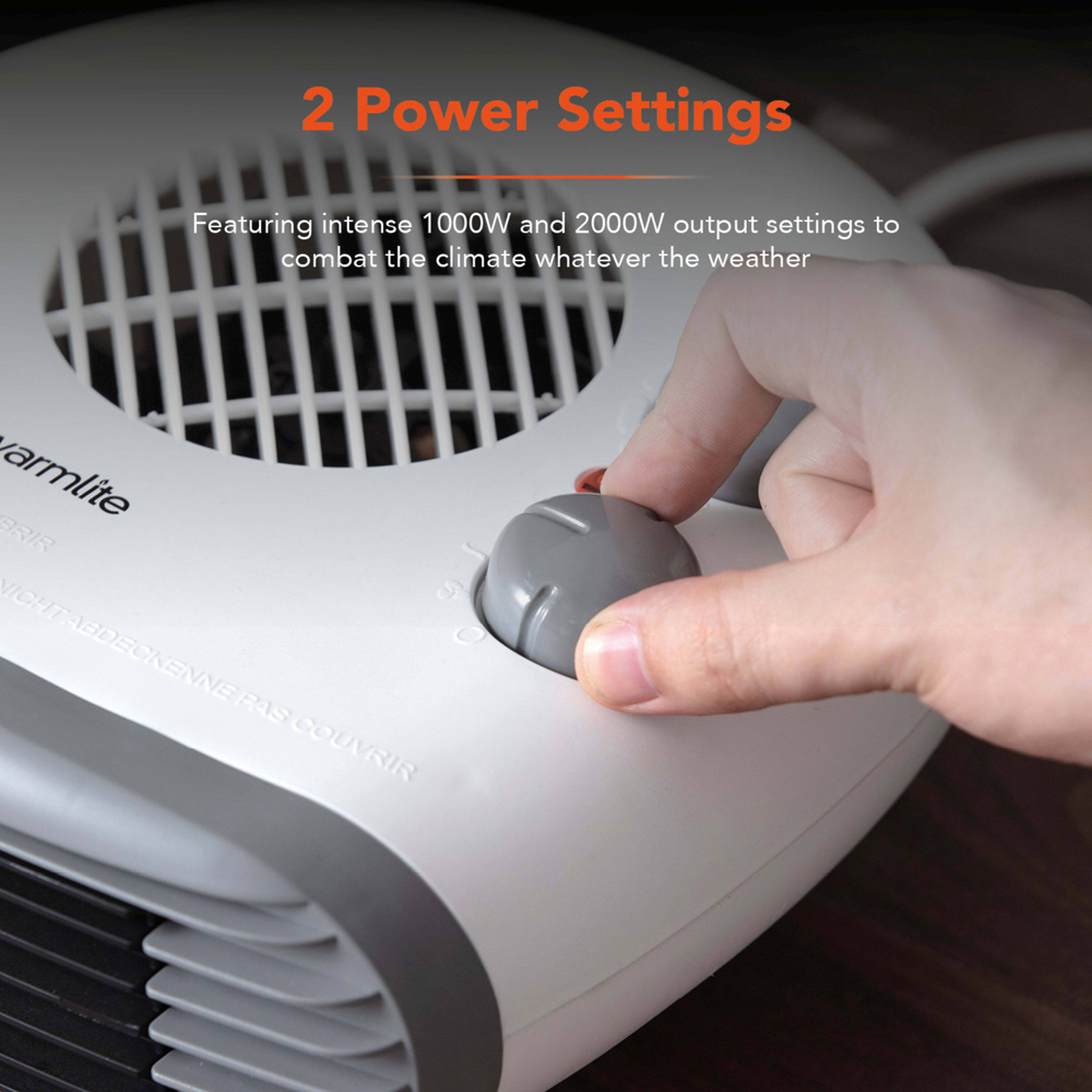 Warmlite White Portable Flat Fan Heater with Adjustable Thermostat ...