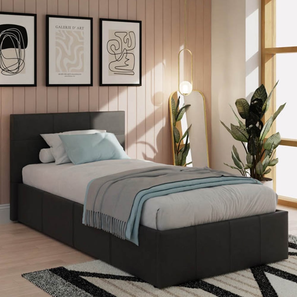 Black single ottoman bed store