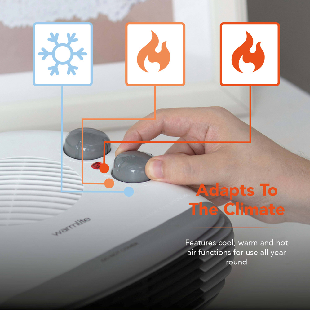 Warmlite White Portable Flat Fan Heater with Adjustable Thermostat ...