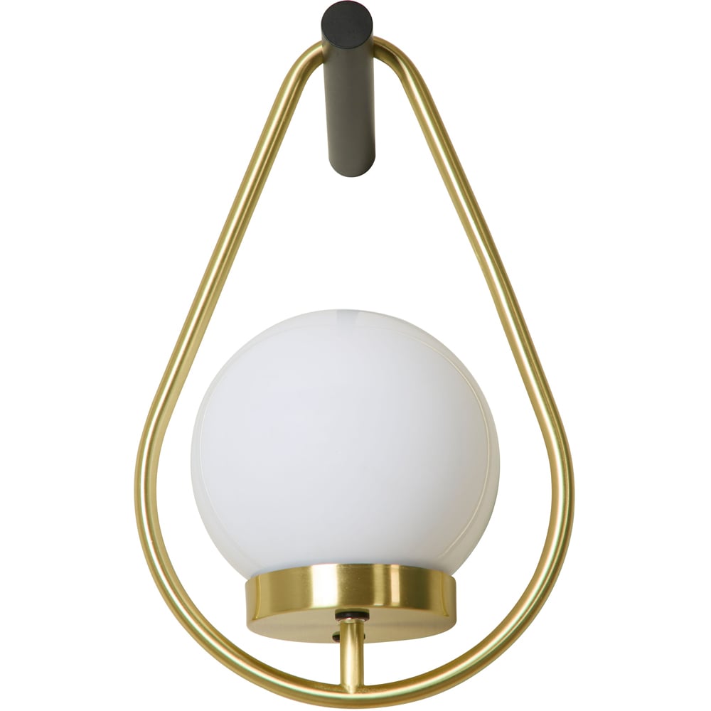 Lighting Collection LED Opal White Glass and Gold Rechargeable Wall ...