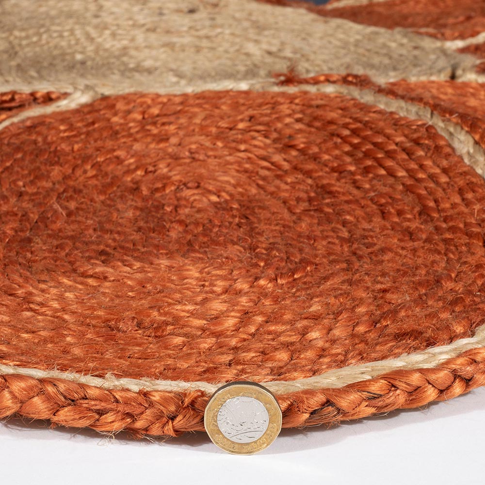 Spinningfields Orange Jute Rug 120 x 120cm | Wilko