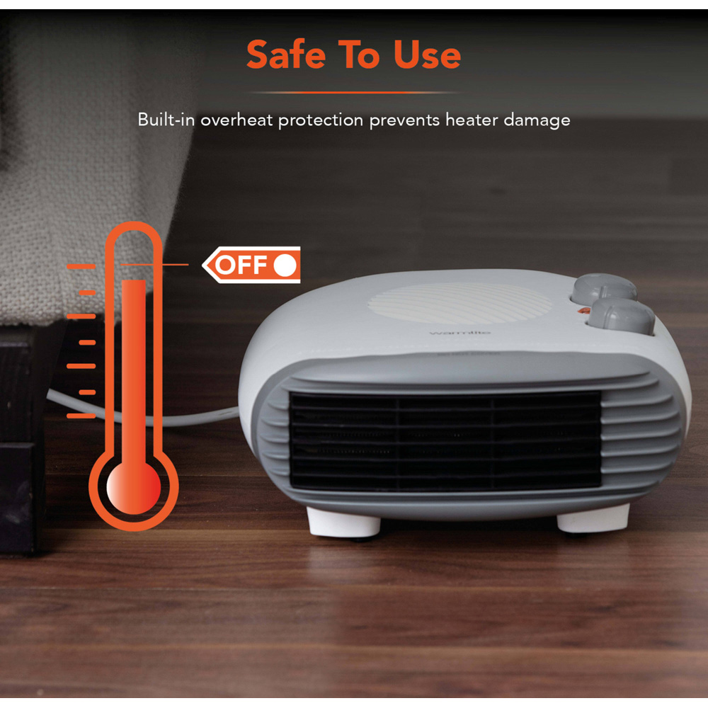 Warmlite White Portable Flat Fan Heater with Adjustable Thermostat ...