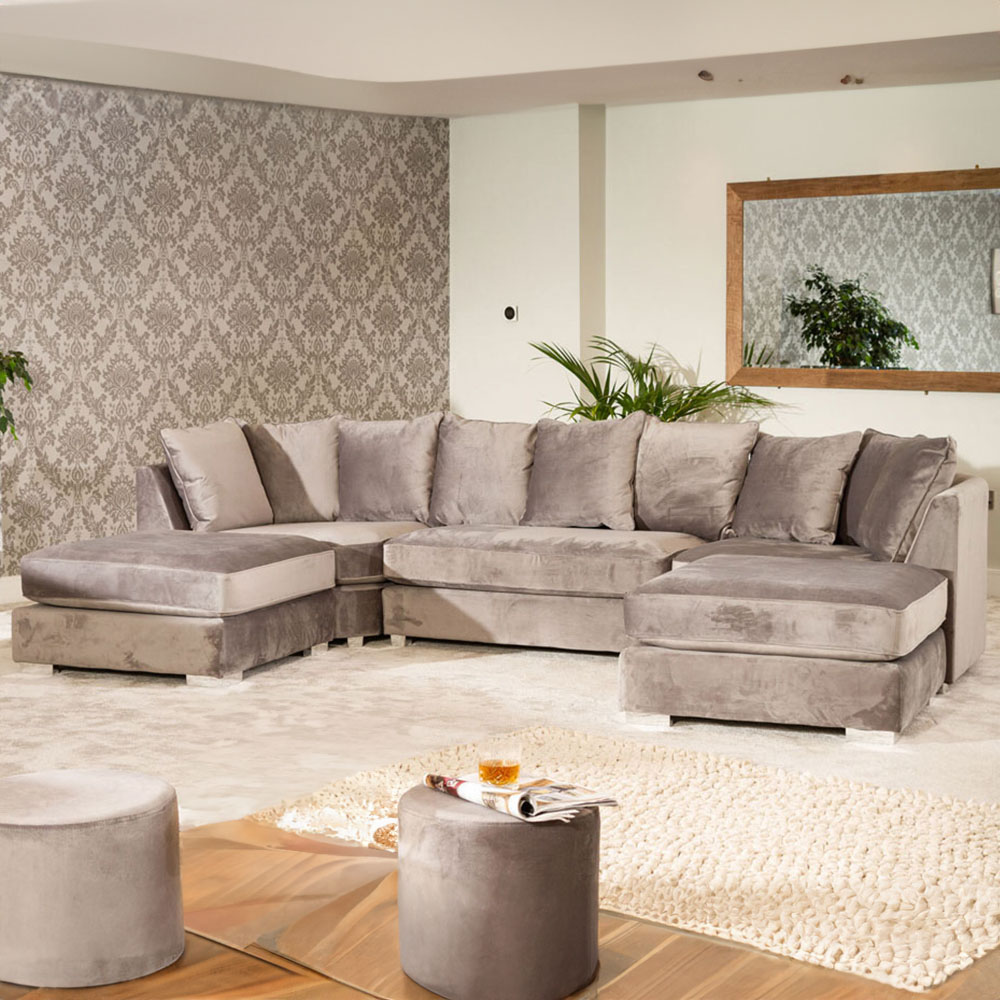 Grey plush sectional store