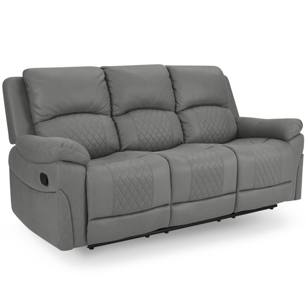 Home Detail Darius 3 Seater Grey Air Leather Manual Recliner Sofa | Wilko
