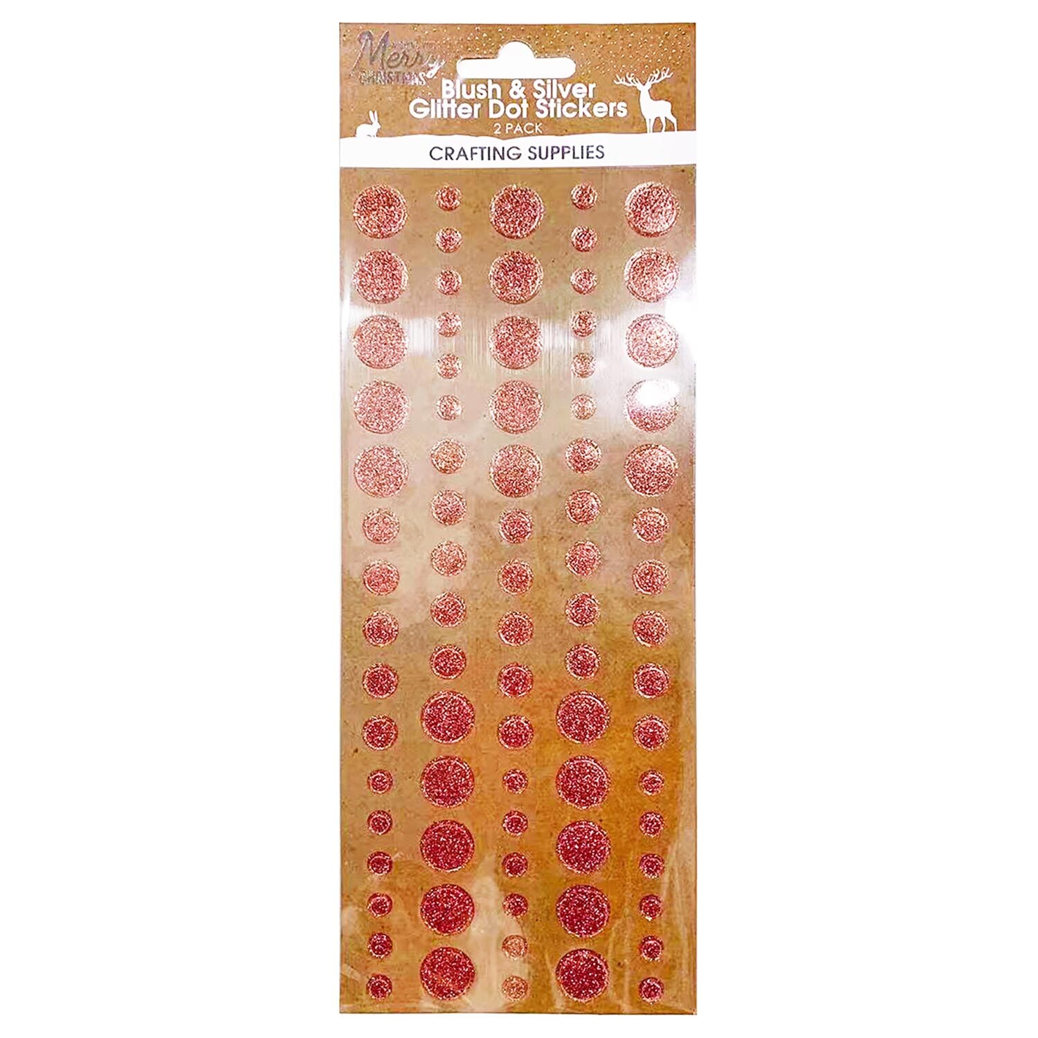 Pack of Two Blush and Silver Glitter Dot Stickers | Wilko