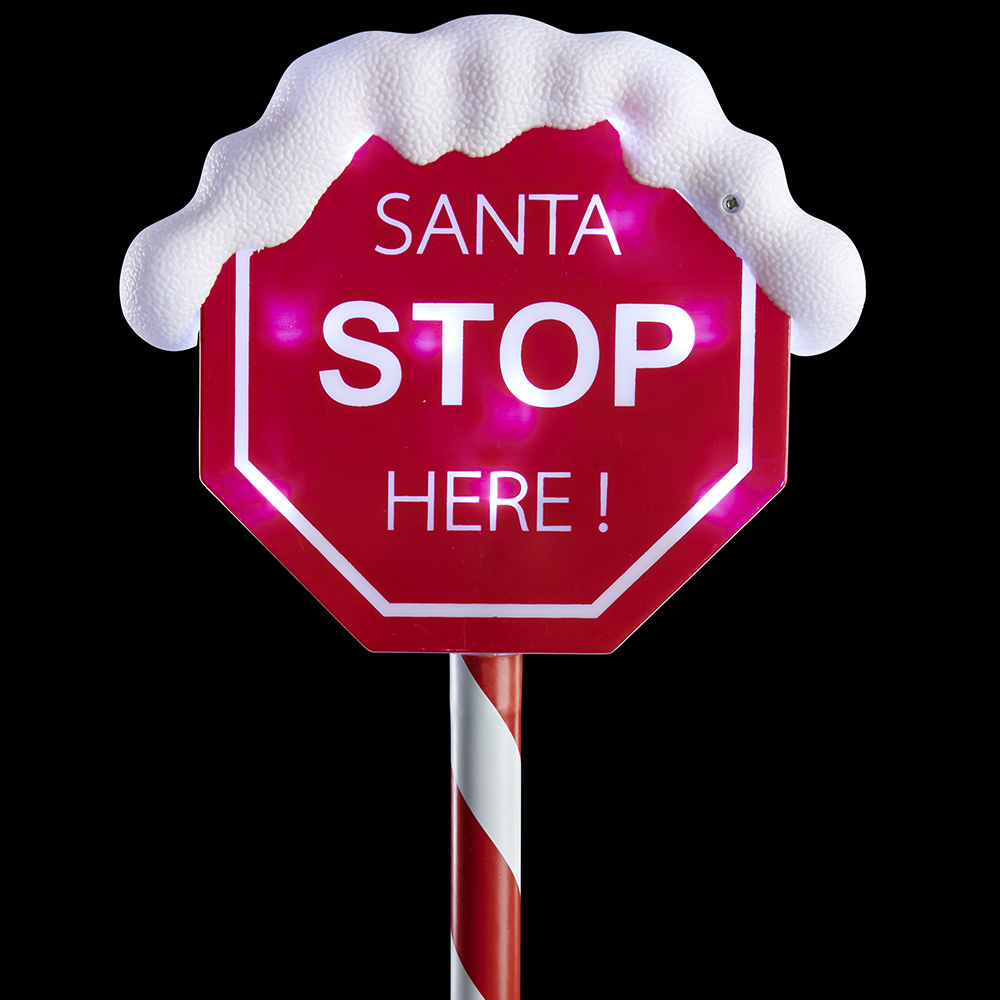Wilko Battery Operated LED Santa Stop Here Sign | Wilko