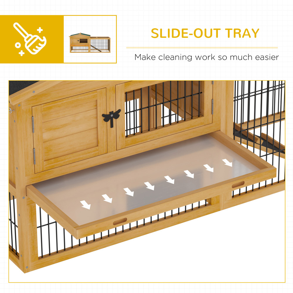 PawHut Wooden 2 Tier Rabbit Hutch with Ladder | Wilko