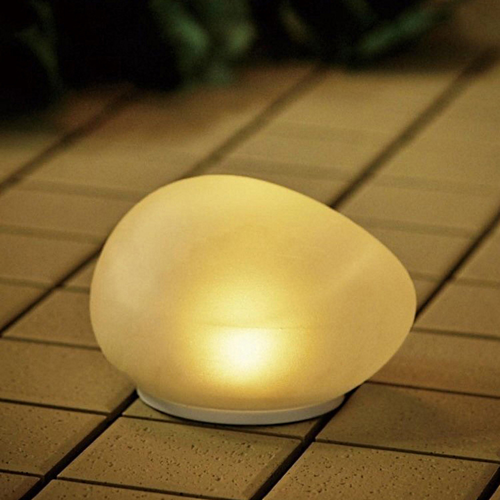 Callow Large White Solar LED Stone Light | Wilko