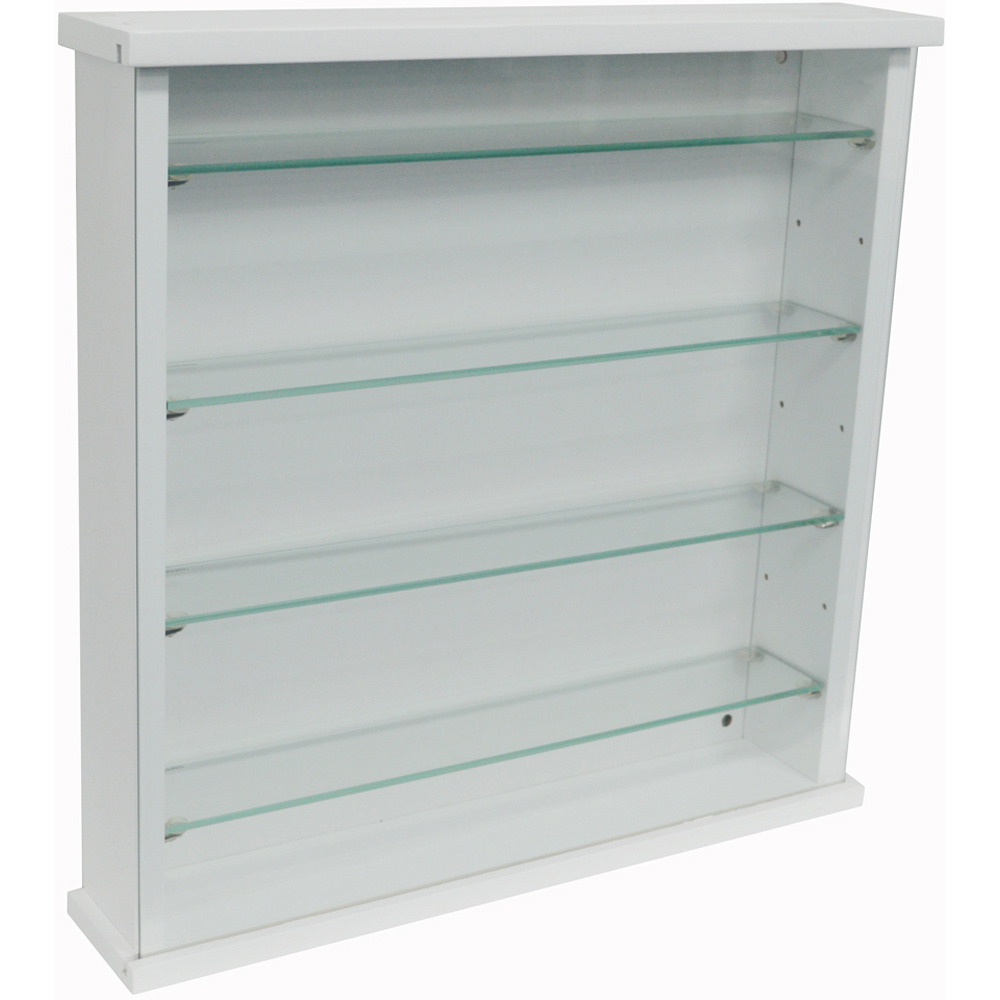 Watsons Exhibit 4 Shelf White Glass Wood Wall Display Cabinet Wilko