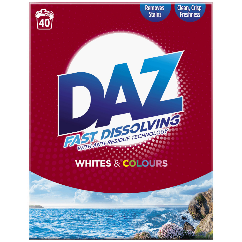 DAZ Whites and Colours Washing Powder 40 Washes Case of 4 x 2.6kg | Wilko