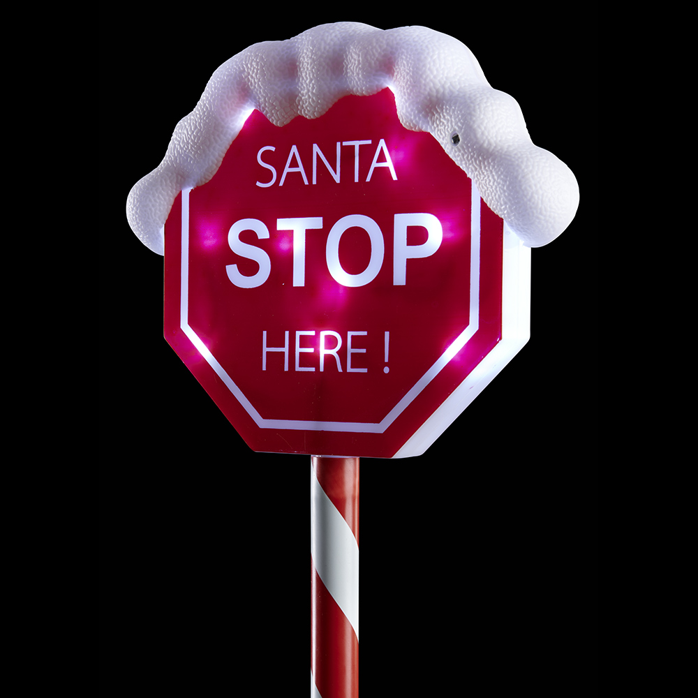 Wilko Battery Operated LED Santa Stop Here Sign | Wilko